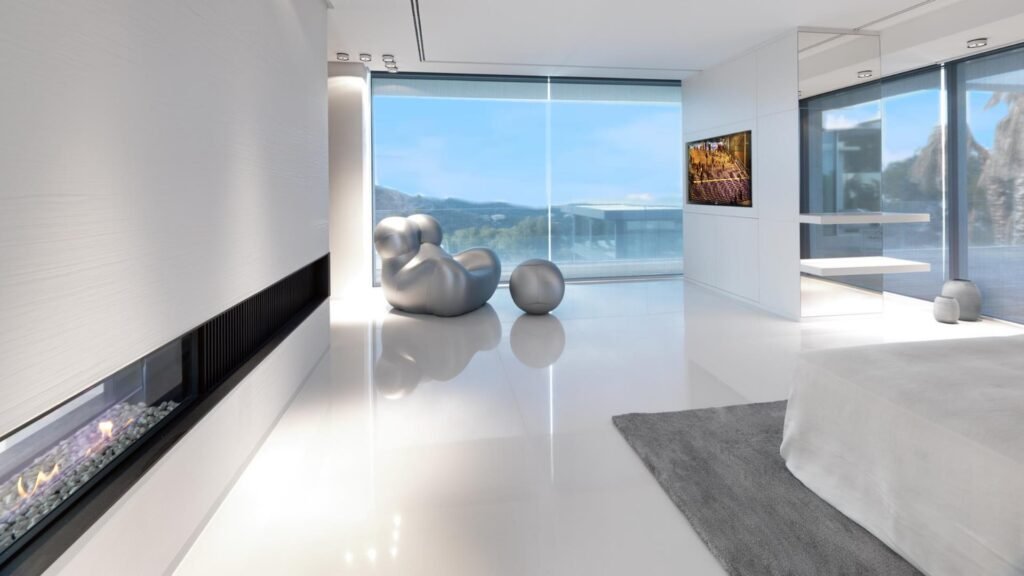 Stunning White Home Interiors with Light Color Floors