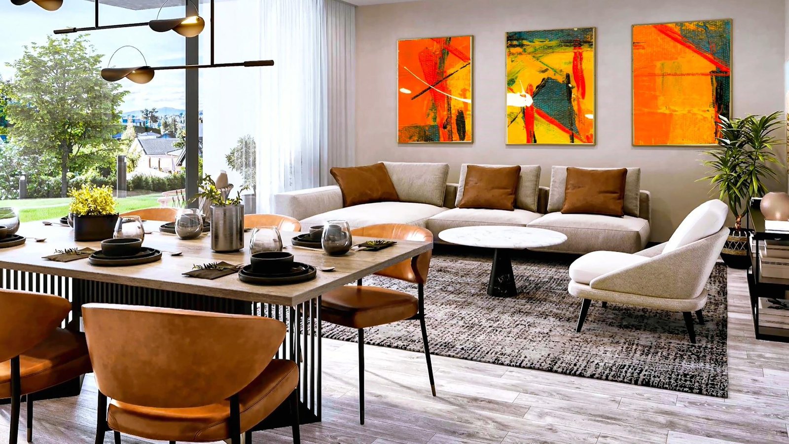Carpets and rugs create zones in a larger open space 👍😀