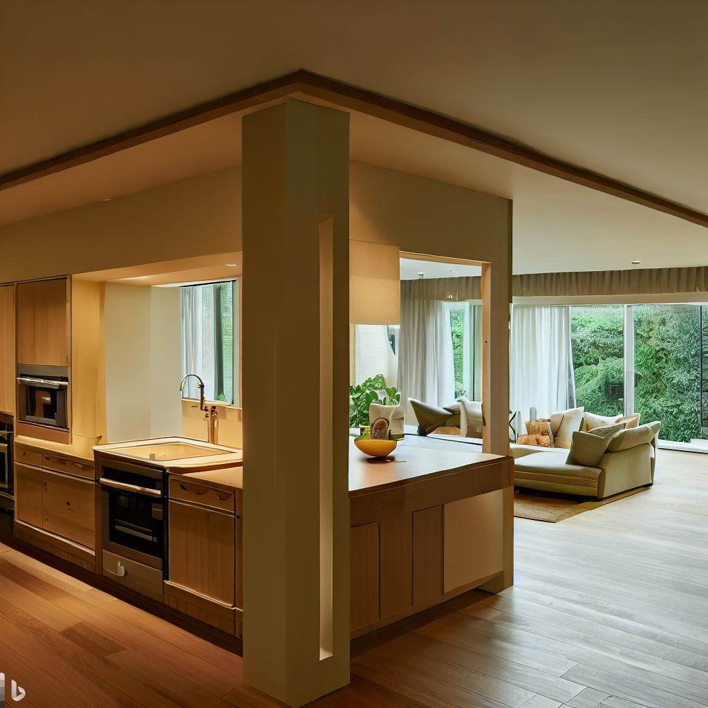 How can you separate the living room from the kitchen